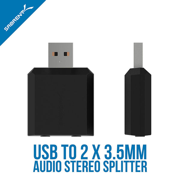 USB to 2 X 3.5mm Audio Stereo Splitter - Sabrent