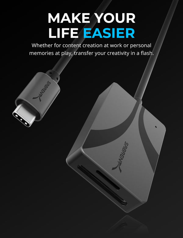 USB Type-C Dual-Slot UHS-II SDXC and microSDXC SD Card Reader - Sabrent