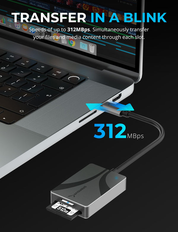 USB Type-C Dual-Slot UHS-II SDXC and microSDXC SD Card Reader - Sabrent