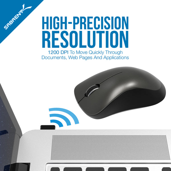 3-Button 2.4GHz Wireless Mouse with Nano Receiver - Sabrent